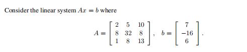 Solved Consider the linear system Ax=b where | Chegg.com