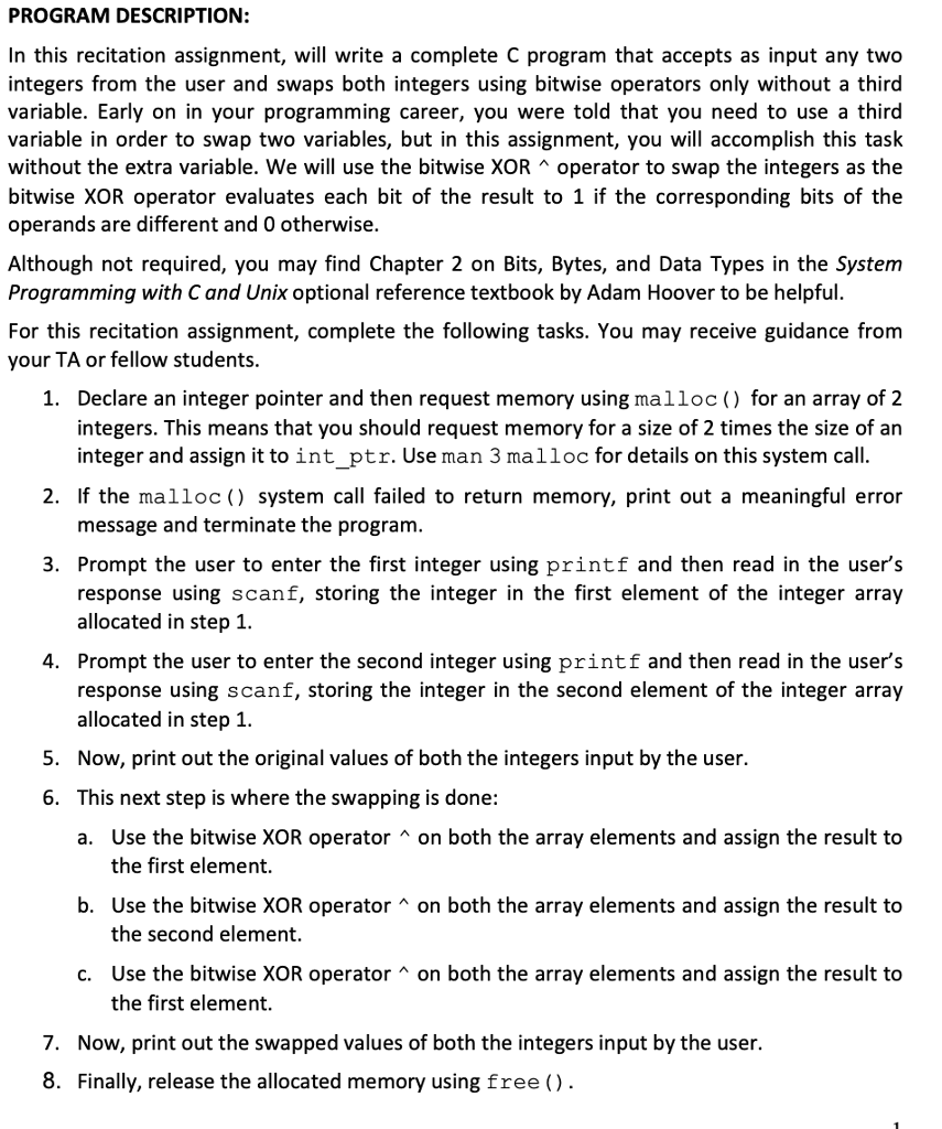 Solved PROGRAM DESCRIPTION: In this recitation assignment, | Chegg.com