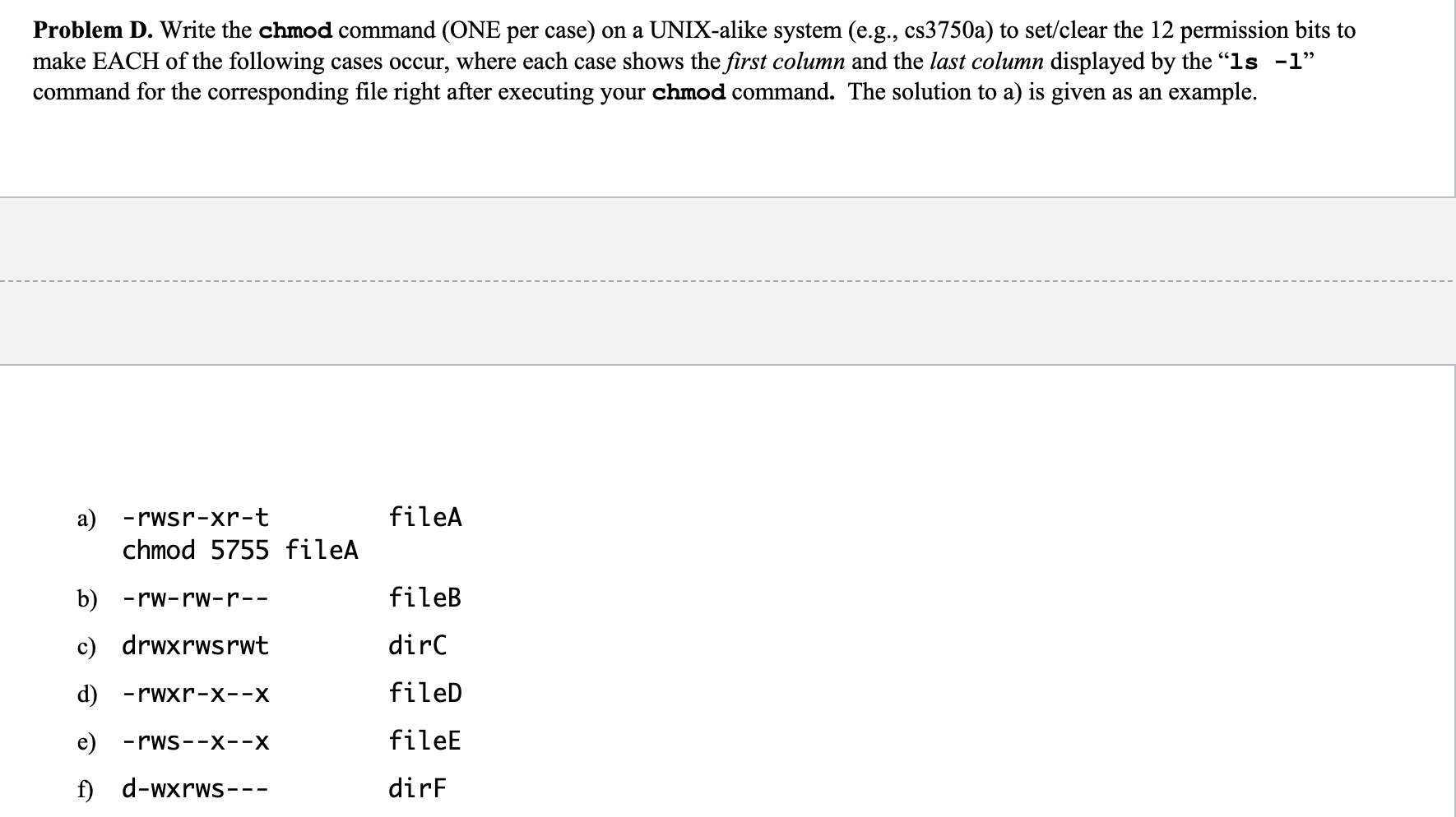Problem D Write The Chmod Command One Per Case On 4673