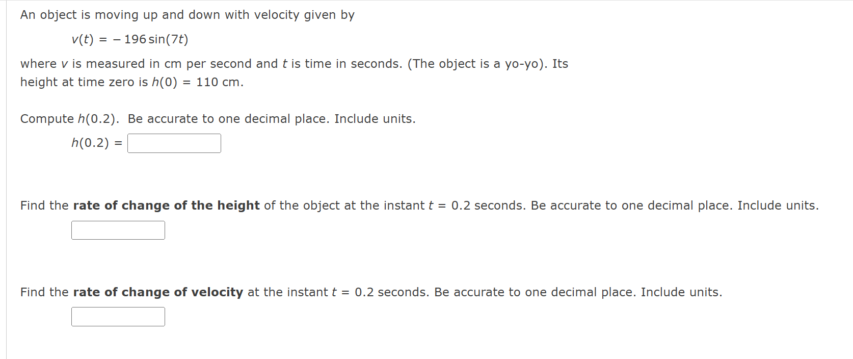 Solved An object is moving up and down with velocity given | Chegg.com