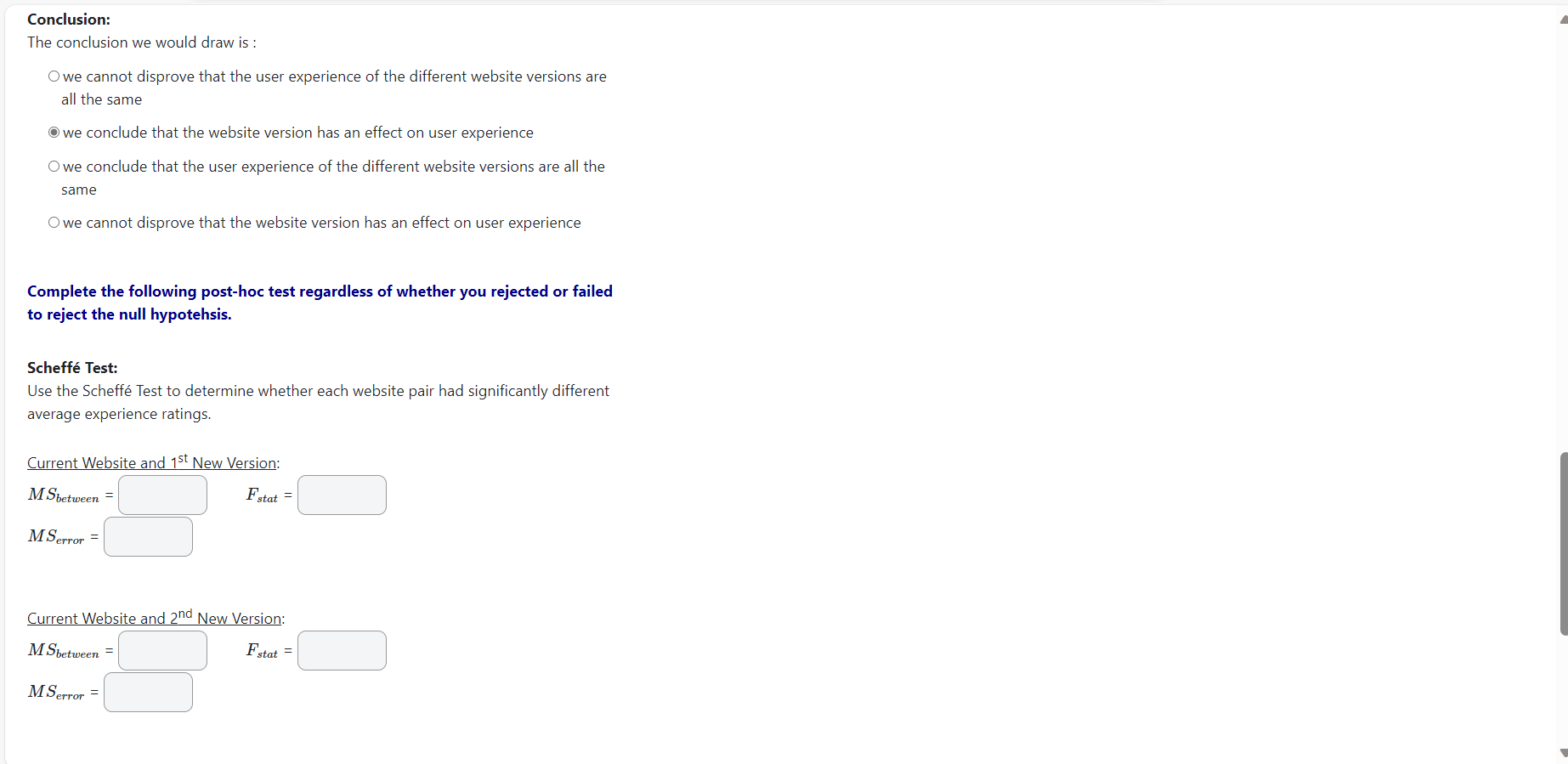 Solved Conclusion: The conclusion we would draw is : ) we | Chegg.com