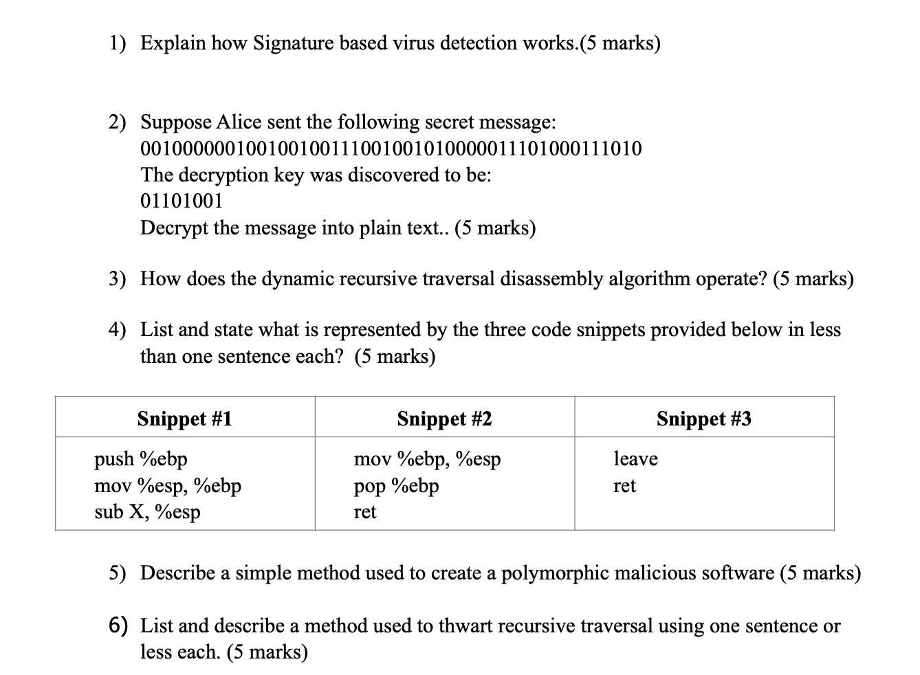 Solved 1) Explain how Signature based virus detection | Chegg.com