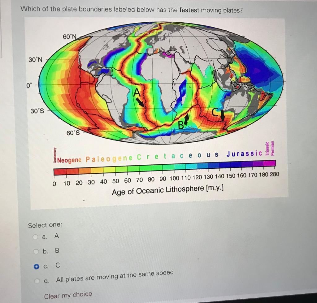 Which of the plate boundaries labeled below has the | Chegg.com