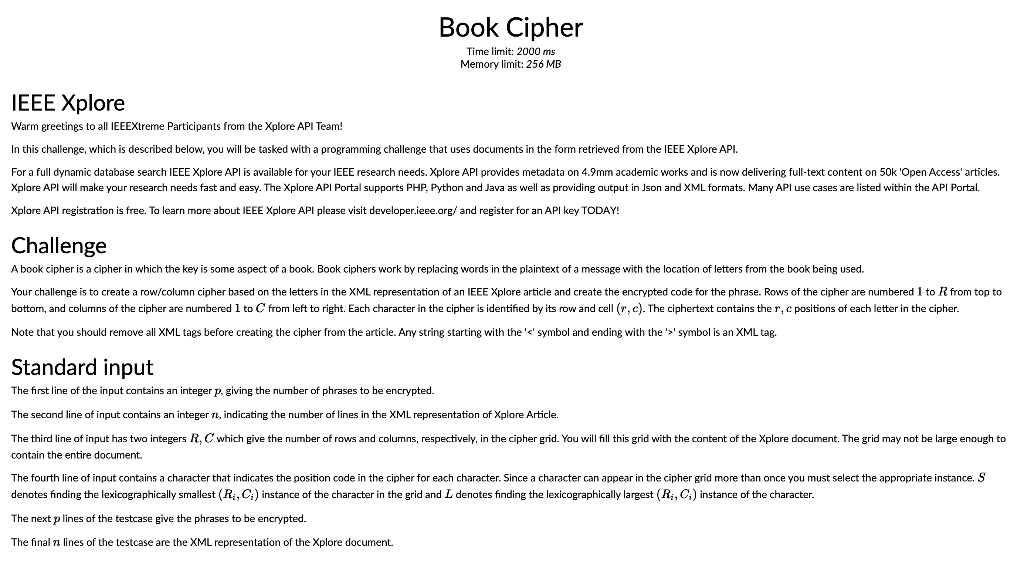 Book Cipher Time limit: 2000 ms Memory limit: 256MB | Chegg.com