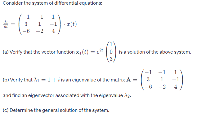 Consider the system of differential | Chegg.com