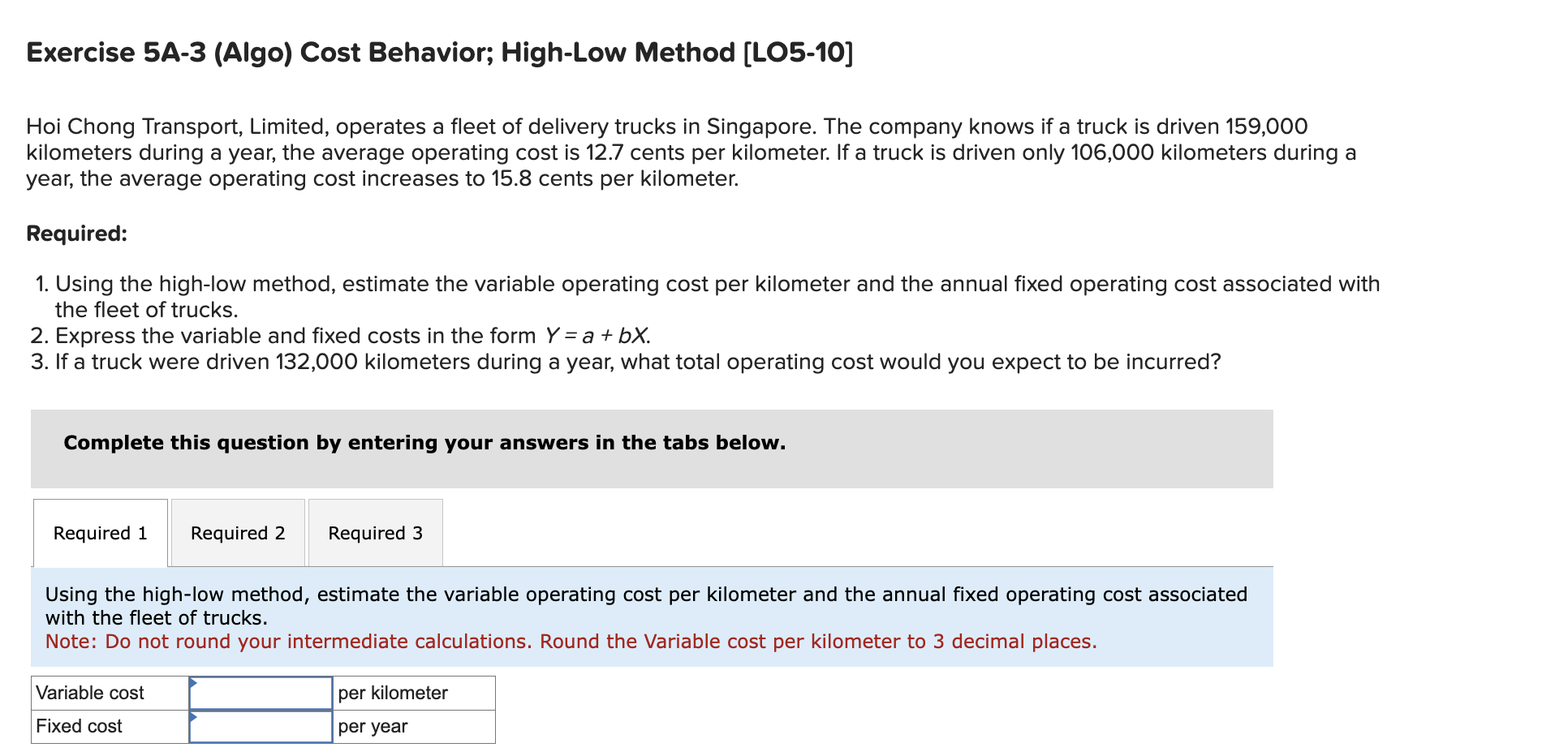 Solved Exercise 5A-3 (Algo) Cost Behavior; High-Low Method | Chegg.com