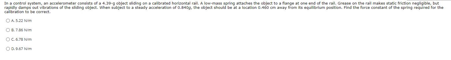 Solved In a control system, an accelerometer consists of a | Chegg.com