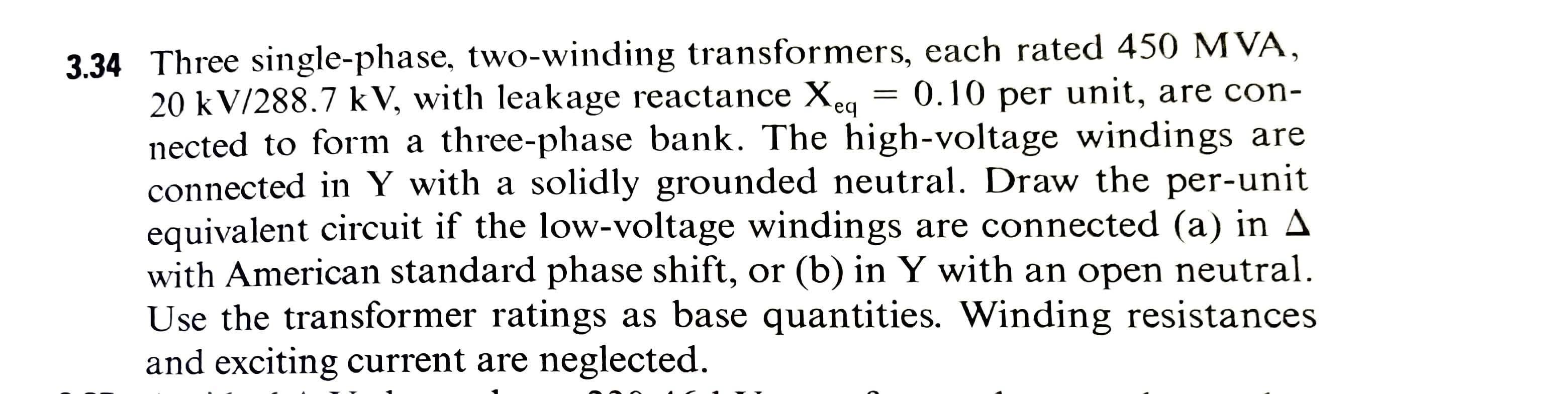 Solved 3.34 ﻿Three single-phase, two-winding transformers, | Chegg.com
