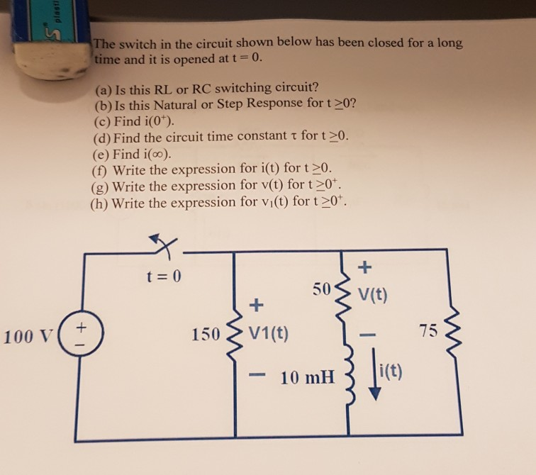 Solved switch in the circuit shown below has been closed for | Chegg.com