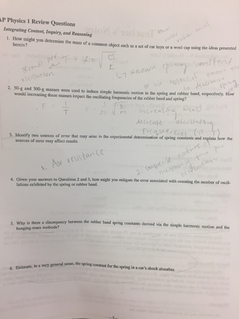 AP Physics 1 Review Questions Integrating Content, | Chegg.com
