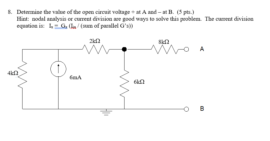 Solved 8. Determine the value of the open circuit voltage + | Chegg.com