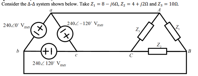Solved 1.) Determine the phase currents 𝐈𝐀𝐁, 𝐈𝐁𝐂, and | Chegg.com