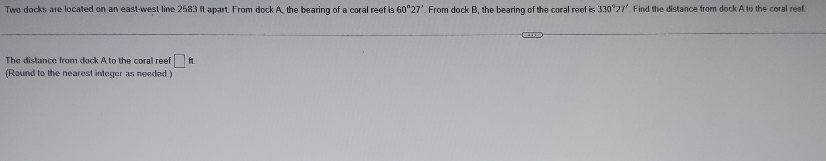 Solved The distance from dock A to the coral reef(Round to | Chegg.com