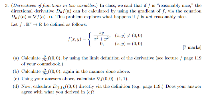 Solved 3. (Derivatives of functions in two variables.) In | Chegg.com