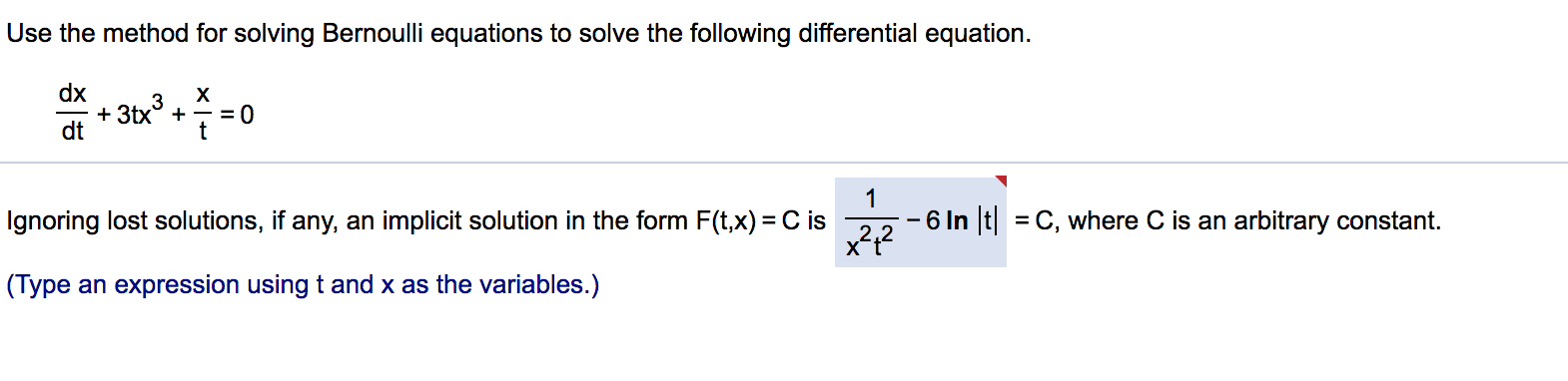 Solved Use the method for solving Bernoulli equations to | Chegg.com
