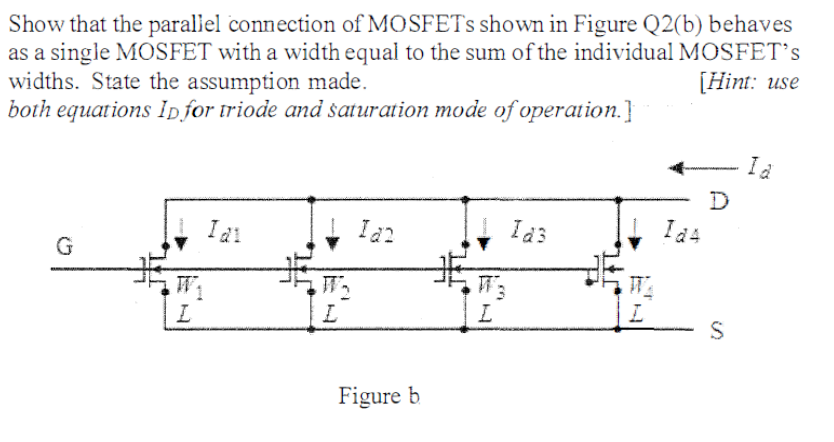 Solved Show that the parallel connection of MOSFETs shown in | Chegg.com