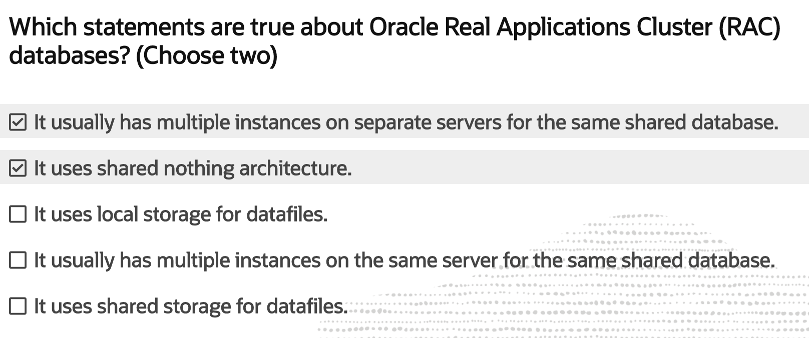 Solved Which Statements Are True About Oracle Real