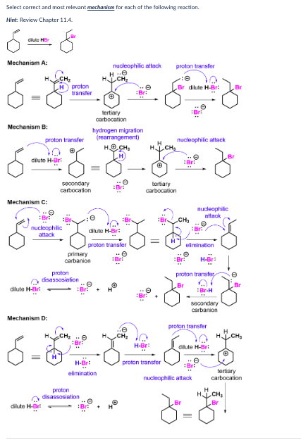 Solved Select correct and most relevant mechanism for each | Chegg.com