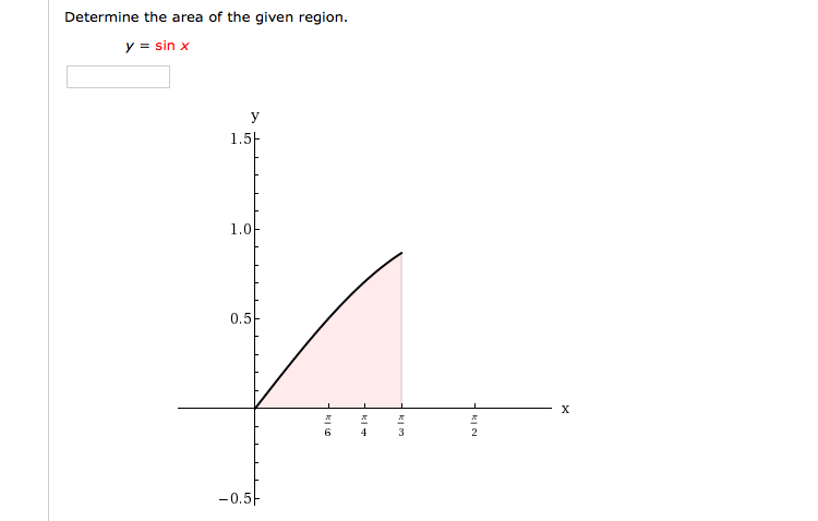 Solved Find the area of the given region. y=sinx Picture | Chegg.com