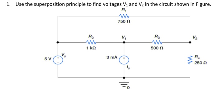 Solved Use the superposition principle to find voltages V1 | Chegg.com