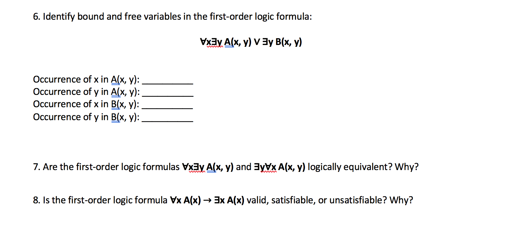 6. Identify bound and free variables in the | Chegg.com