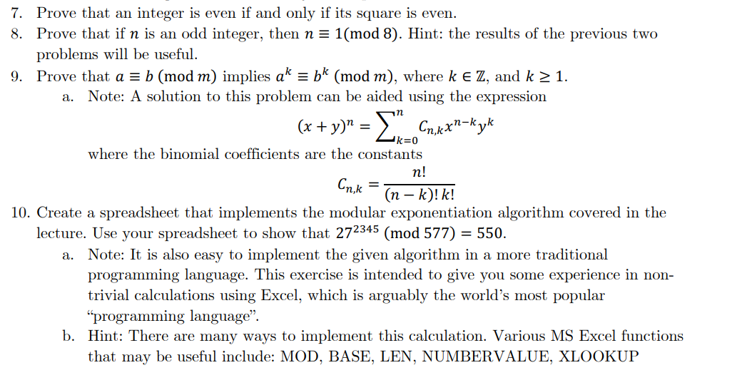 Solved 7. Prove that an integer is even if and only if its | Chegg.com