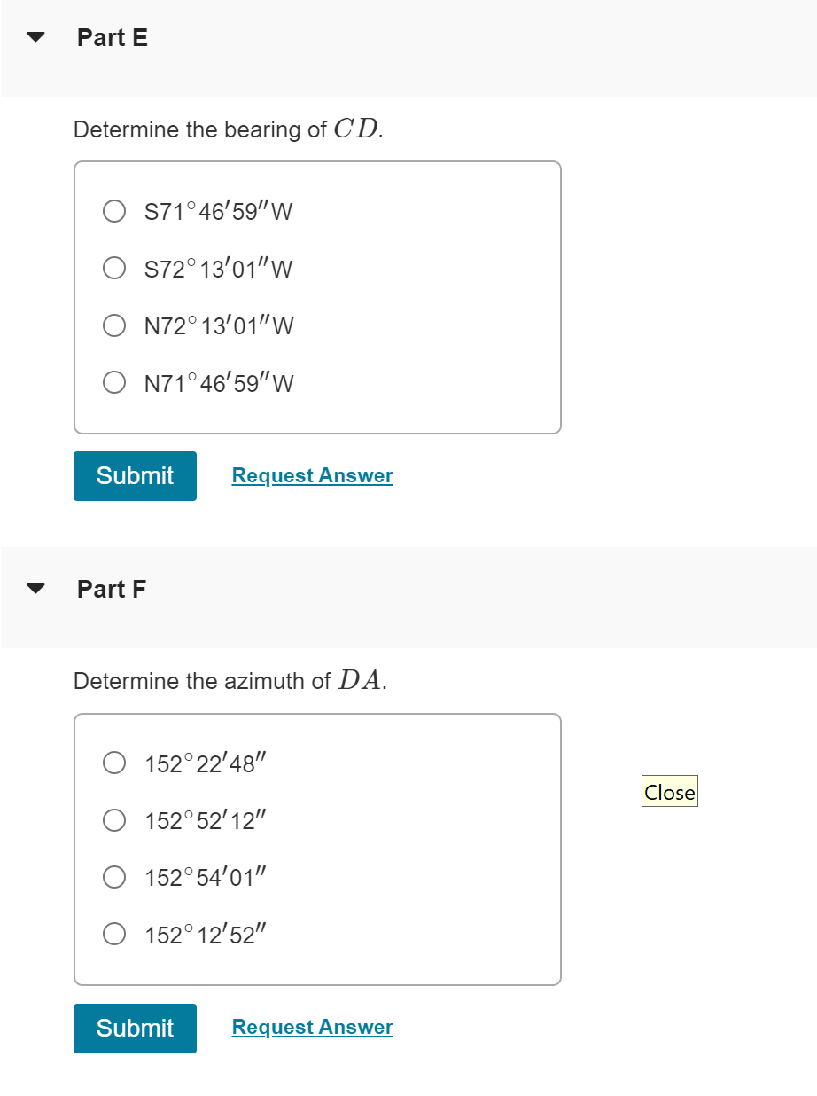 Solved Compute and tabulate the azimuths and bearings of all | Chegg.com