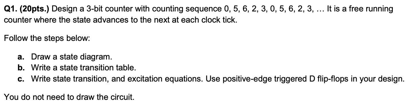 Solved Q1. (20pts.) Design a 3-bit counter with counting | Chegg.com
