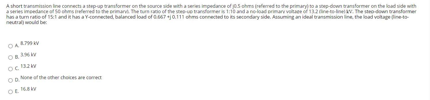 Solved A short transmission line connects a step-up | Chegg.com