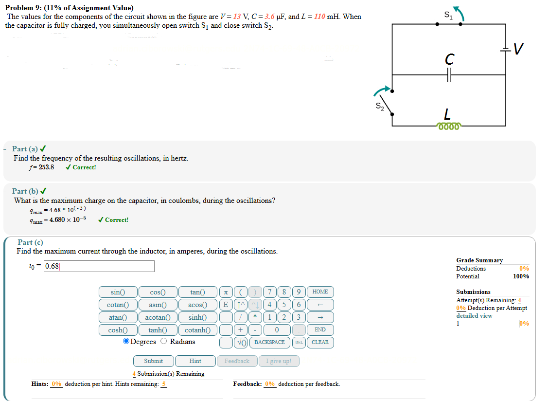 Solved Problem 9: (11% of ﻿Assignment Value)The values for | Chegg.com