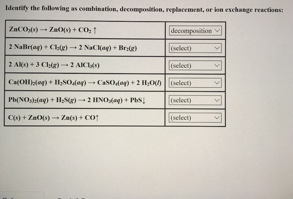 Solved Identify the following as combination, decomposition, | Chegg.com