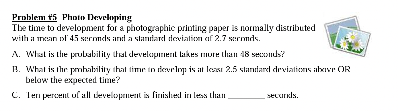 Solved Problem \#5 Photo Developing The time to development | Chegg.com