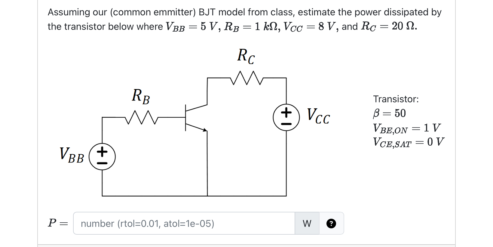 Solved by an EXPERT Assuming our (common ﻿emmitter) BJT ﻿model from ...