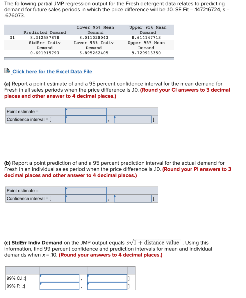 Solved The following partial JMP regression output for the | Chegg.com