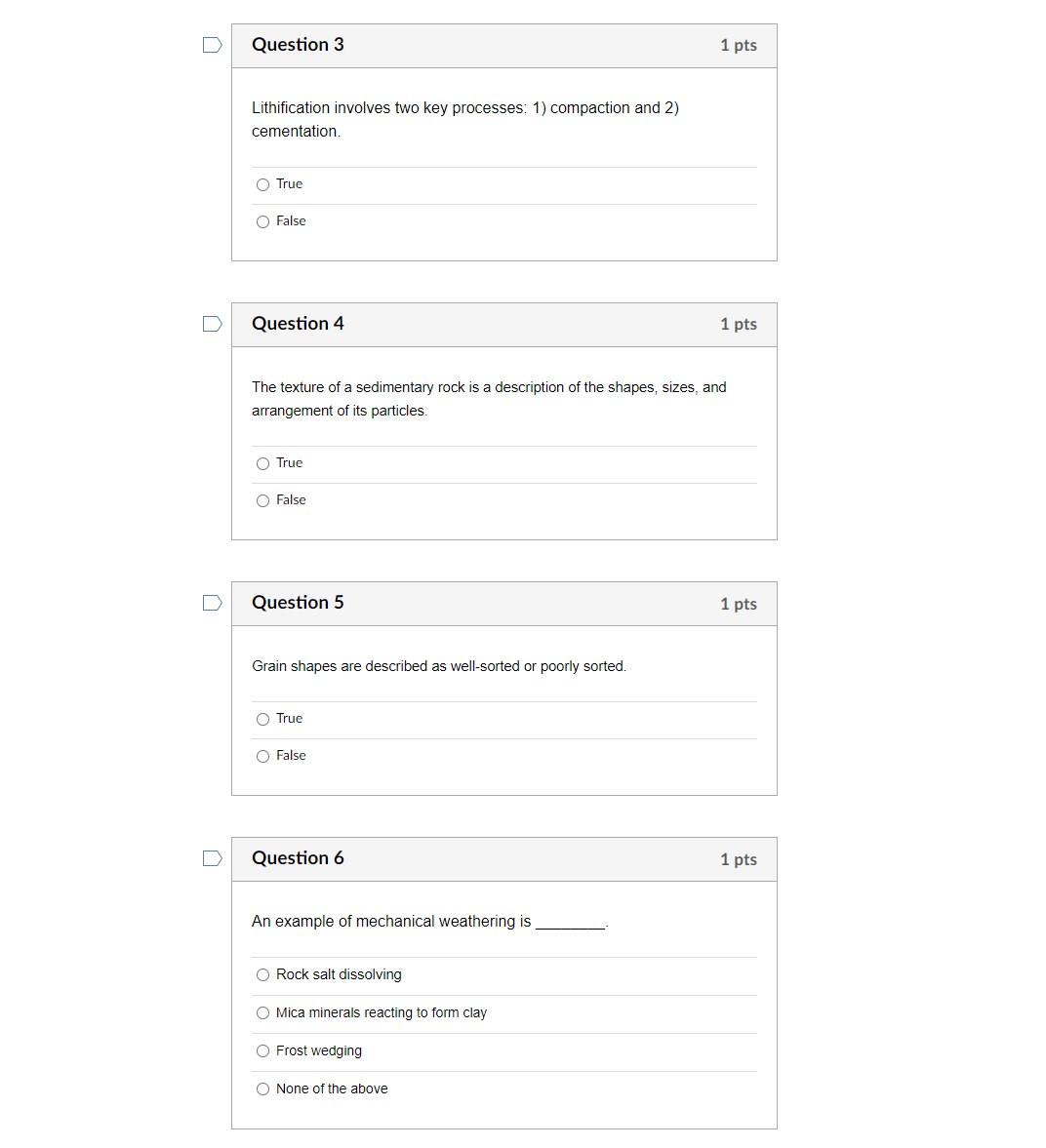Solved Question 3 1 pts Lithification involves two key | Chegg.com