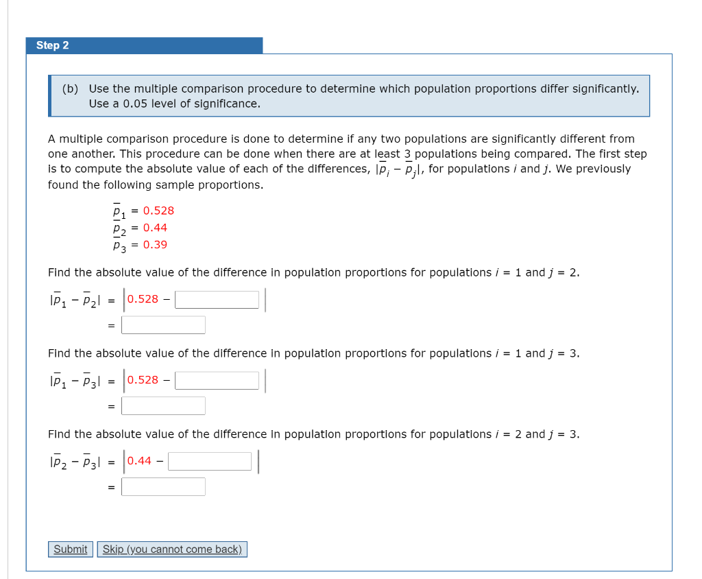 Solved Step 2 (b) Use the multiple comparison procedure to | Chegg.com