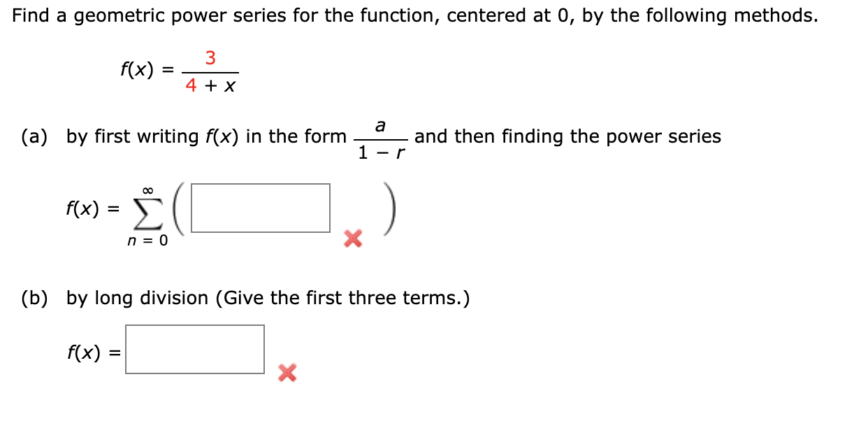 Solved Find a geometric power series for the function, | Chegg.com