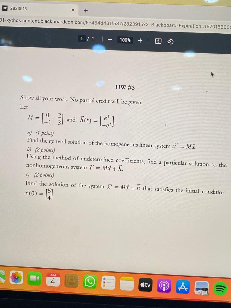 Solved Show all your work. No partial credit will be given. | Chegg.com