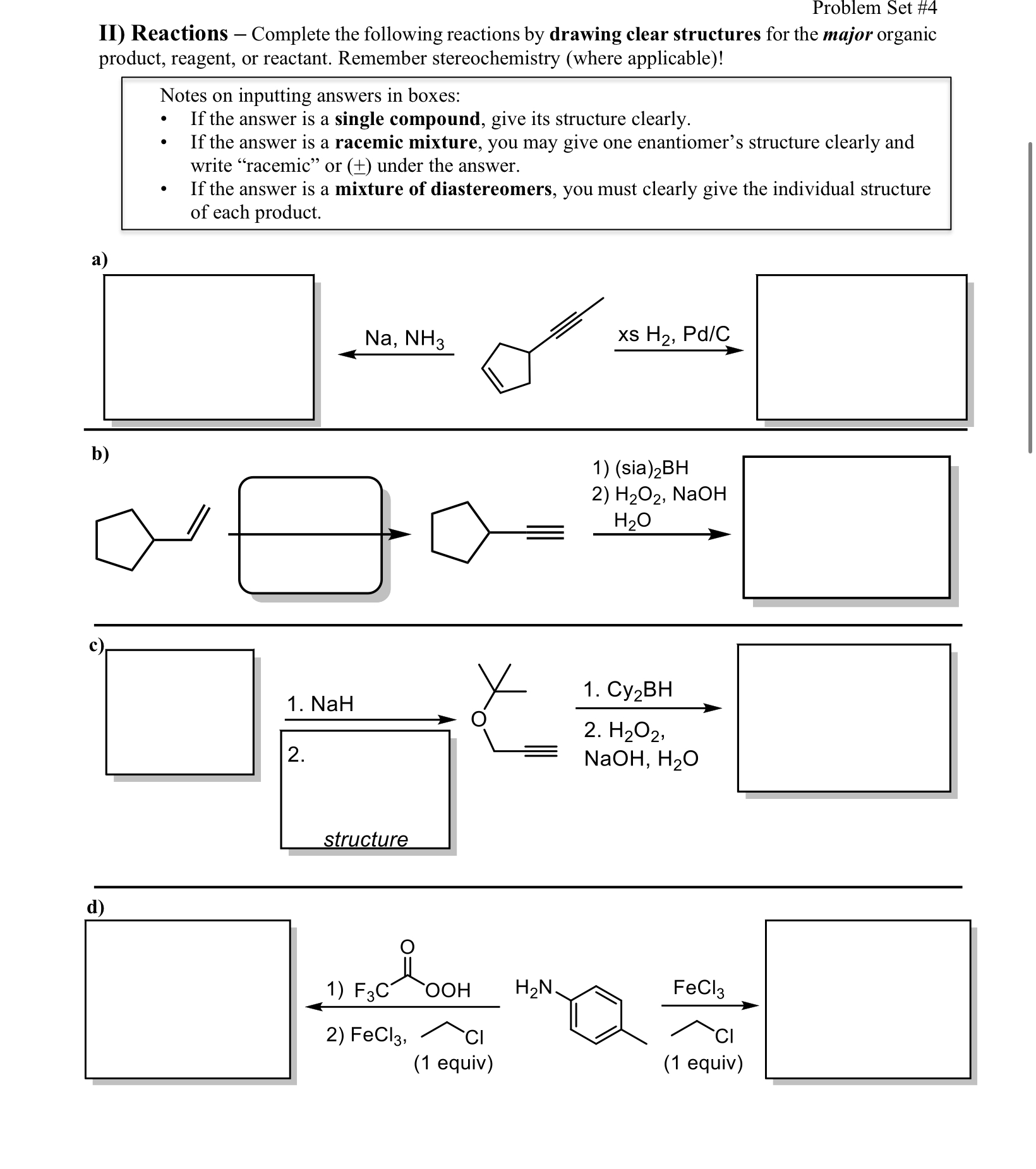 Solved II) Reactions - Complete the following reactions by | Chegg.com