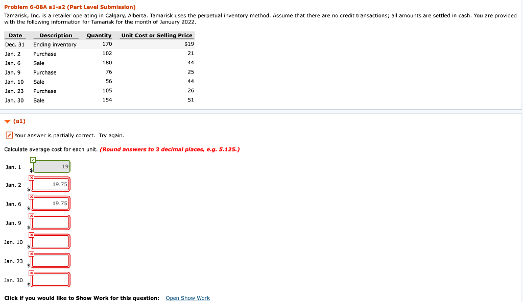 Solved Question: Problem 6-08A a1-a2 (Part Level Submission) | Chegg.com