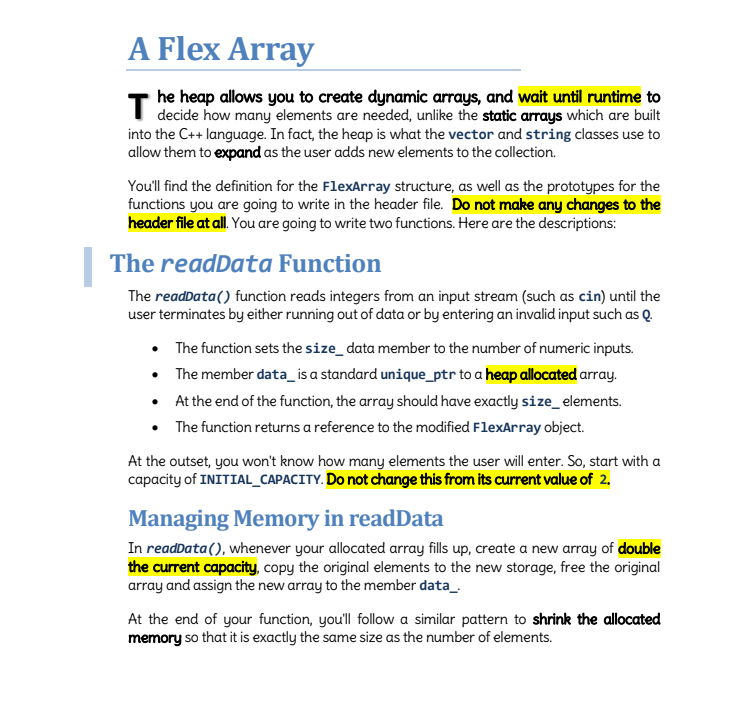 Solved A Flex Array T he heap allows you to create dynamic | Chegg.com