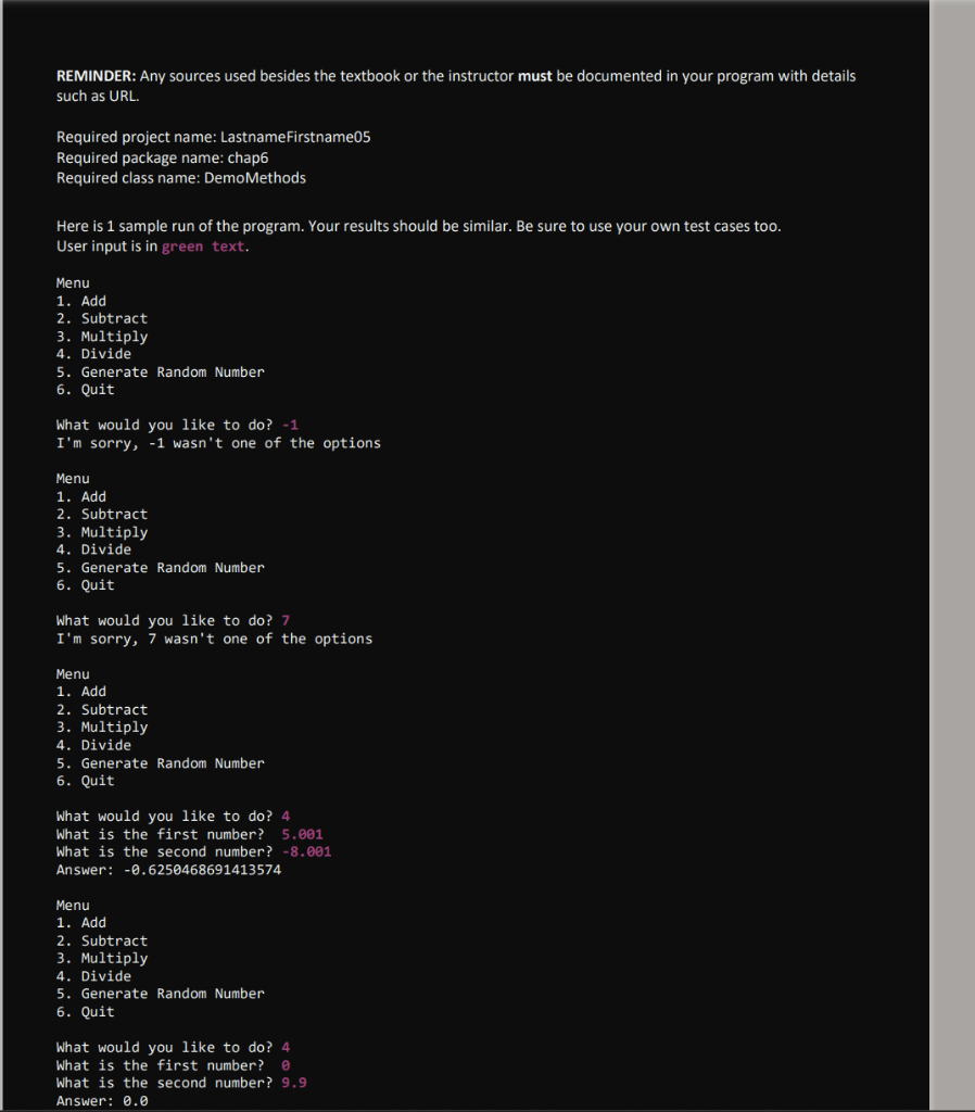 Solved LAB 05 - CALCULATOR MeTHODS In this assignment, you | Chegg.com