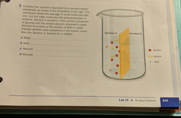Solved 3 Consider two solutions separated by a semipermeable | Chegg.com