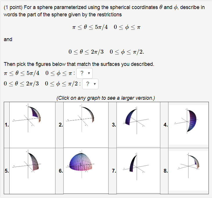 Solved (1 point) For a sphere parameterized using the | Chegg.com