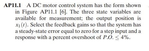Solved AP11.1 A DC motor control system has the form shown | Chegg.com