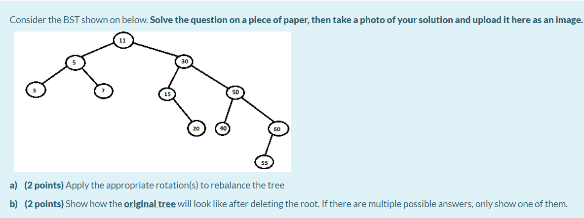 Solved Consider the BST shown on below. Solve the question | Chegg.com