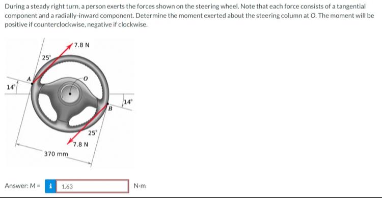 Solved Compute the moment (positive if counterclockwise, | Chegg.com