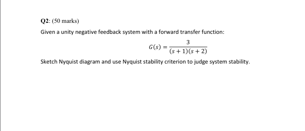 Solved Q2: (50 marks) Given a unity negative feedback system | Chegg.com