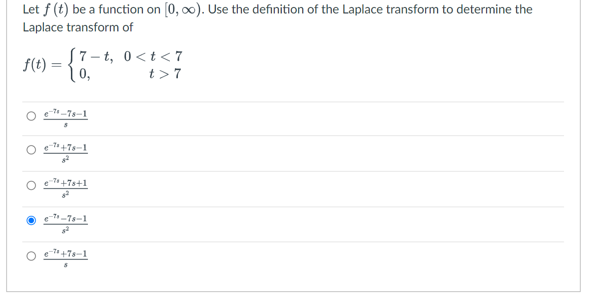 Solved Let f(t) be a function on [0,∞). Use the definition | Chegg.com