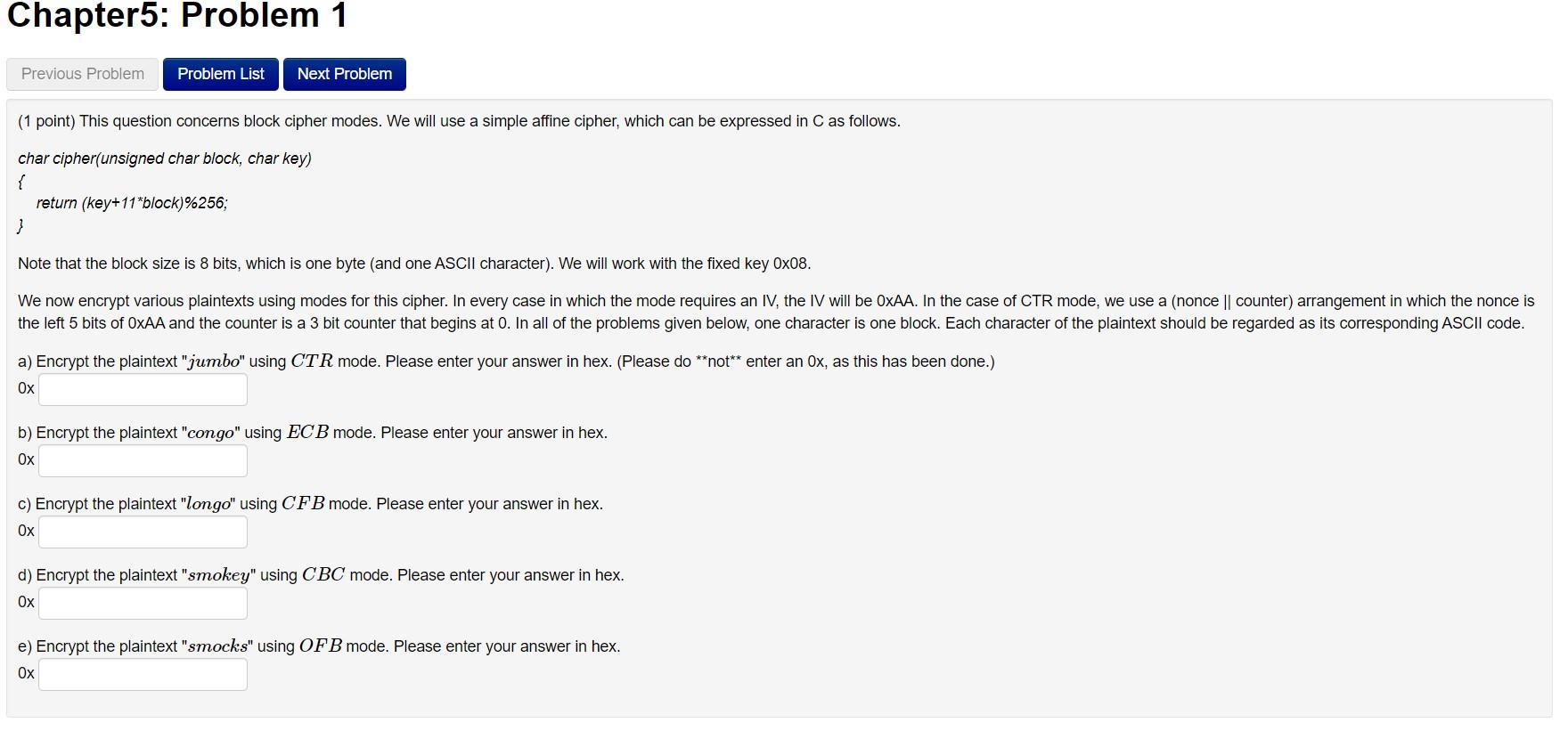 Solved Chapter 5: Problem 1 Previous Problem Problem List | Chegg.com